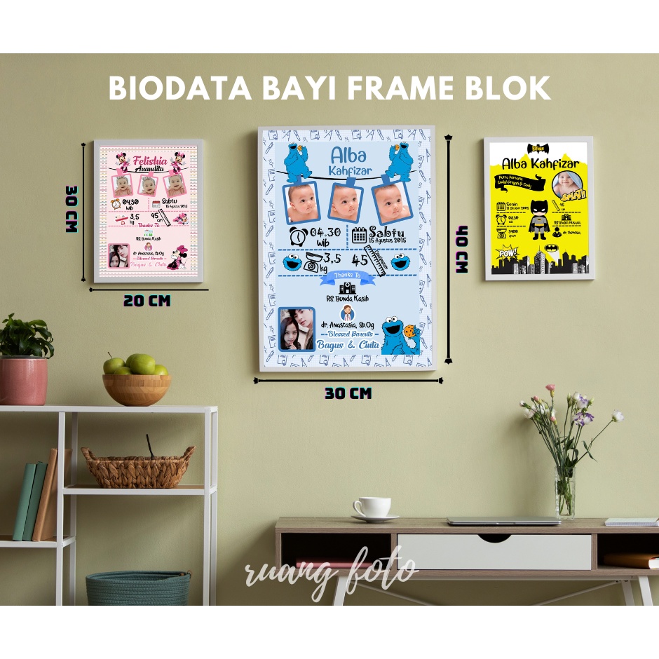 Print Baby Biodata Minimalist Photo frame 12r/20x30cm Photowall (frame ...