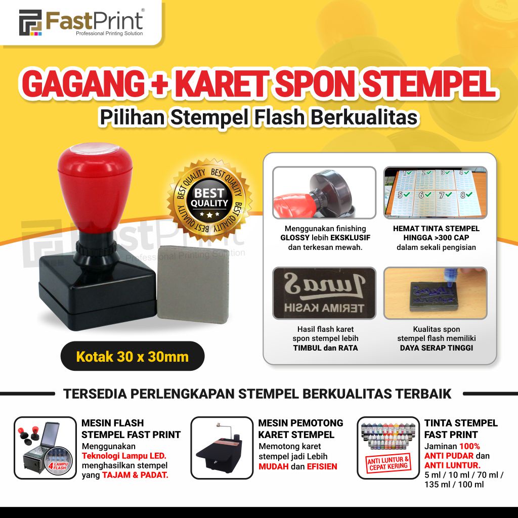Rubber Sponge Stamp Plus Flash Stamp Handle Box 30X30 MM | Shopee Malaysia