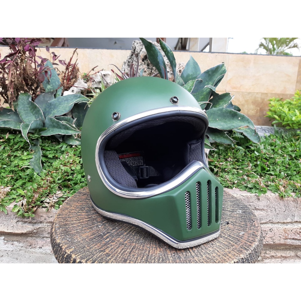 HIJAU Cakil Green doff Helmet-custom Helmet-full face Helmet Classic ...