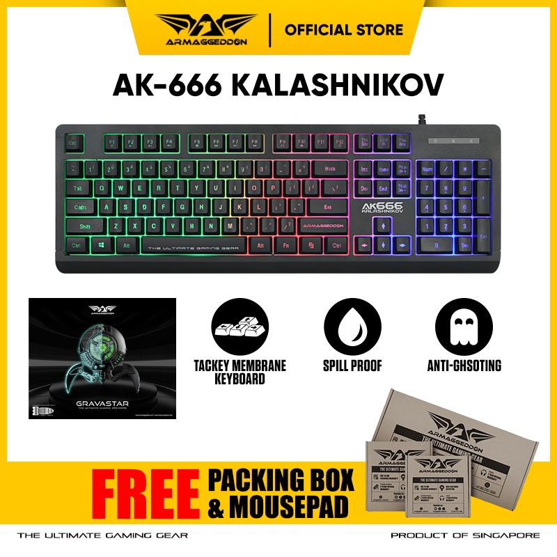 Armaggeddon AK666 Kalashnikov Spill Proof Backlit Membrane Gaming ...