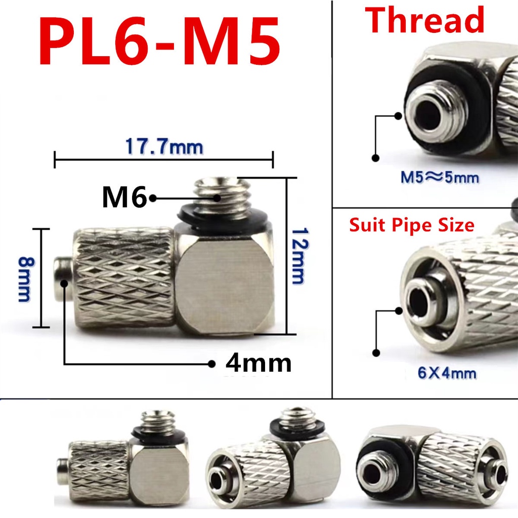 Miniature Fittings Male Thread M3 M4 M5 M6 Tube 4 6mm Pneumatic Pipe Air Hose Quick Fitting Mini ...