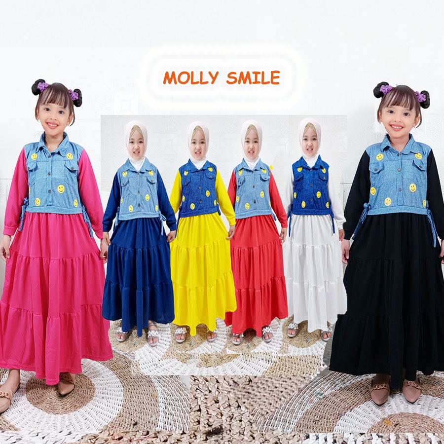 Long GAMIS MOLLY SMILE MIX DENIM RUFFLE FOR CHILDREN 2-13 years GL ...