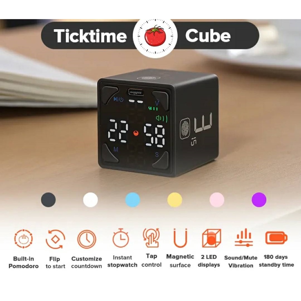 Ticktime CUBE Pomodoro Timer Work Productivity Learning to Cook Gym | Shopee Malaysia