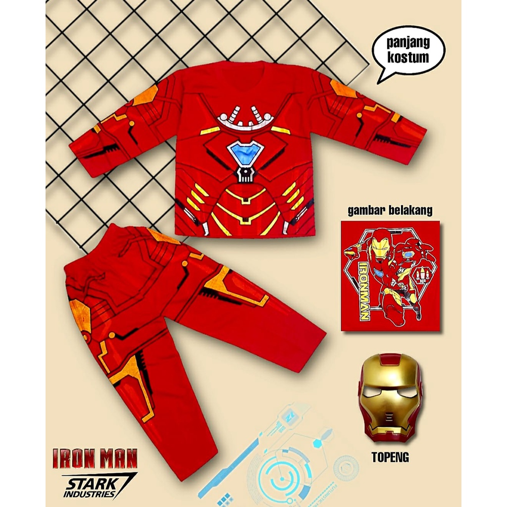 IRON MAN KIDS COSTUME SUIT FREE MASK | Shopee Malaysia