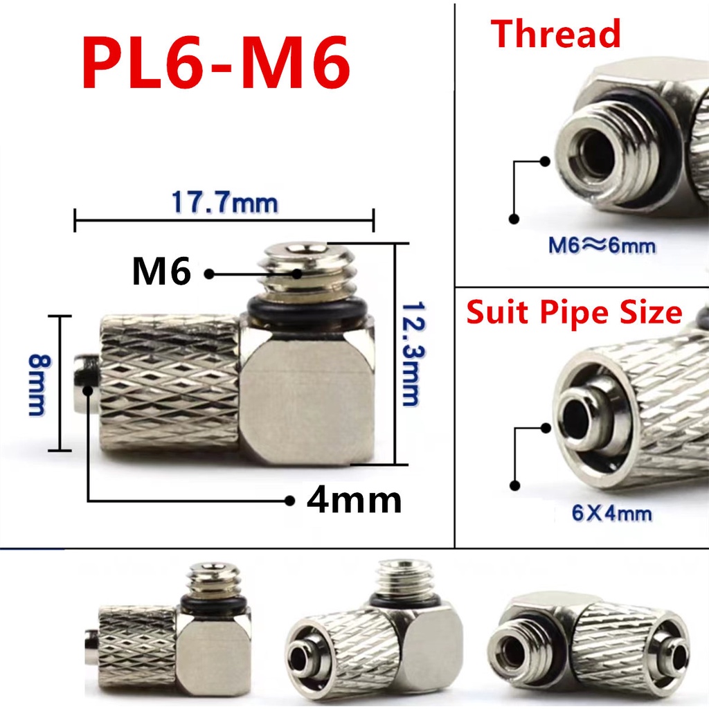 Miniature Fittings Male Thread M3 M4 M5 M6 Tube 4 6mm Pneumatic Pipe Air Hose Quick Fitting Mini ...
