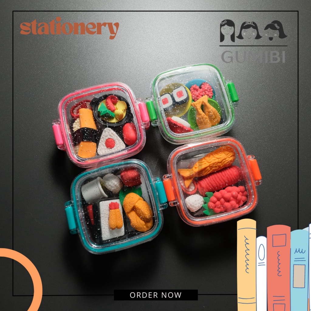 SUSHI ERASER 1 SET CONTAINS 4 PCS FREE RUBBER LUNCH BOX ASSEMBLY ...