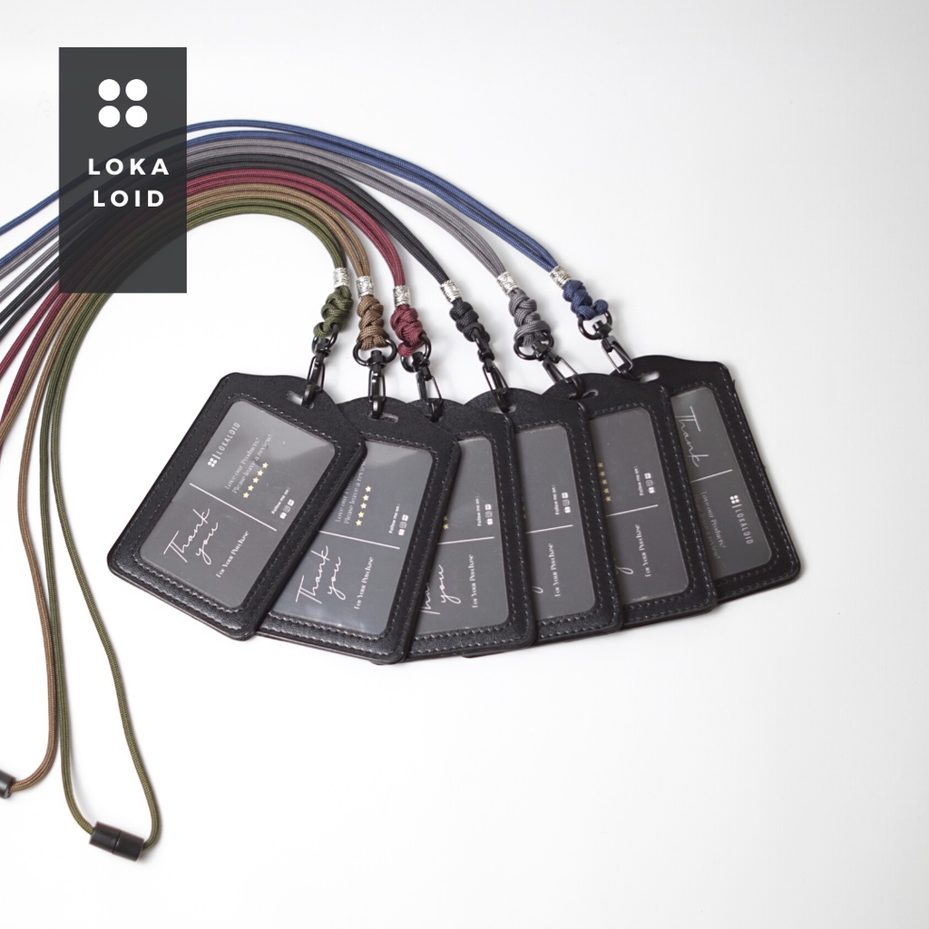 GANTUNGAN Lokaloid Lanyard ID Card Hanger Premium Paracord Leather ID ...