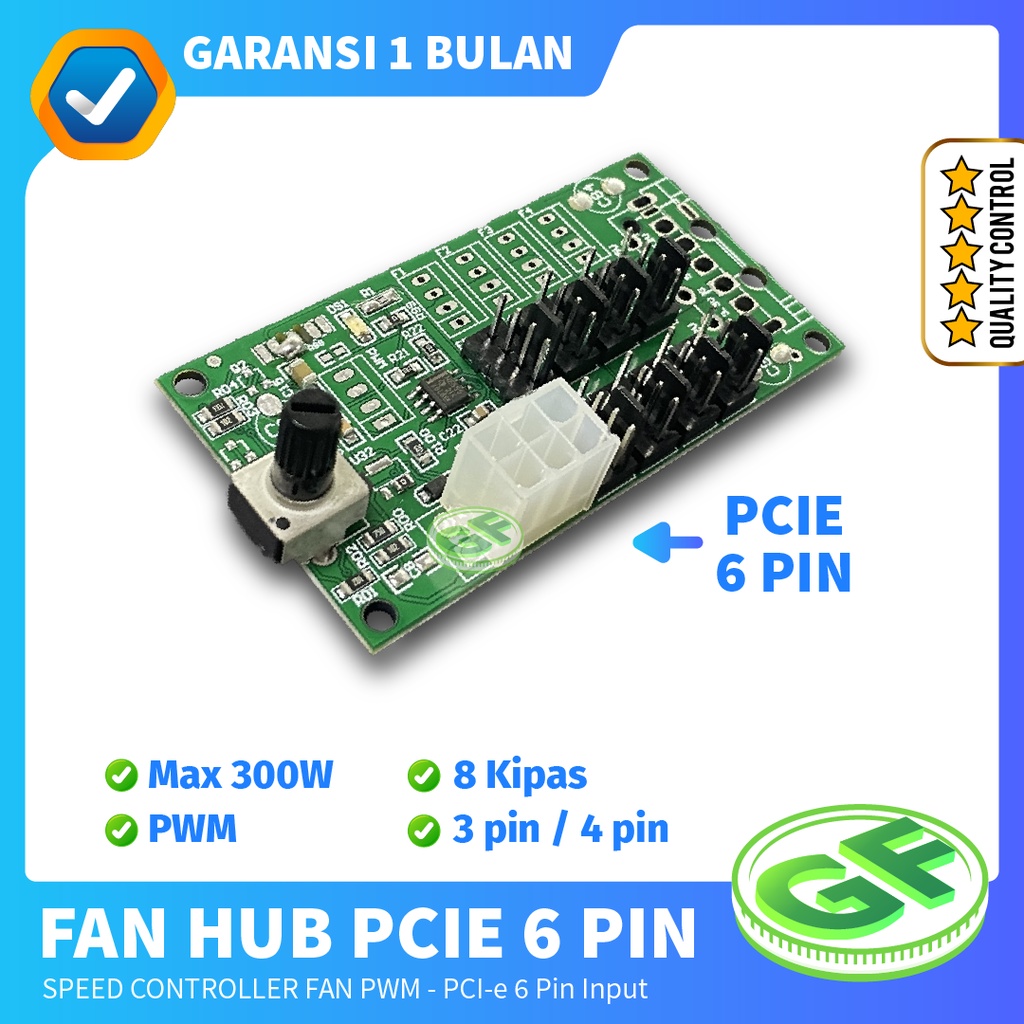 8 Port Fan Hub & Fan Speed Regulator PWM 4PIN | 6pin PCIe Power 320W ...
