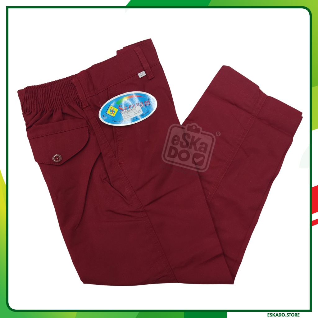 MERAH Red Elementary School Uniform Pants Rubber Waist Length/Uniform ...