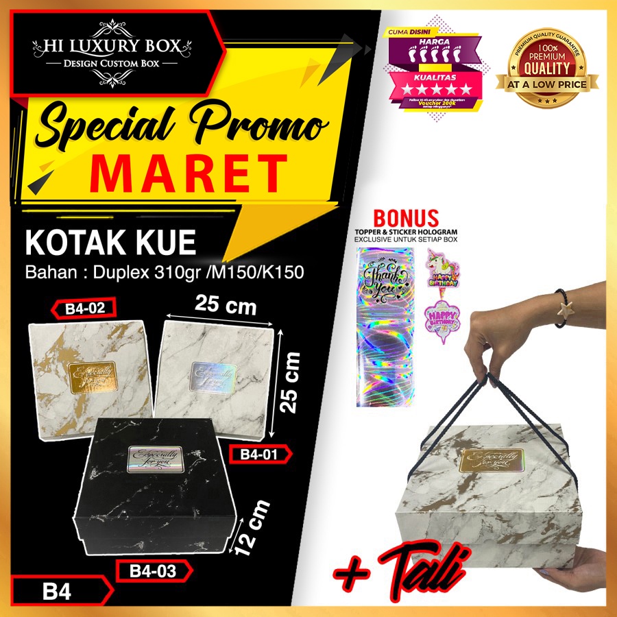 Cake Box | Cake Box | Marble Box | Duplex | 25x25x12 | Shopee Malaysia