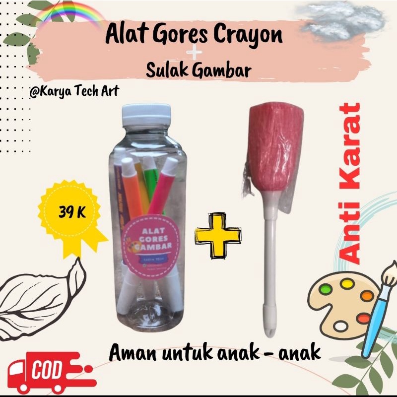 Crayon SCRATCHING TOOL BONUS DRAWING SULAK + SAVING BOTTLE (plastic ...