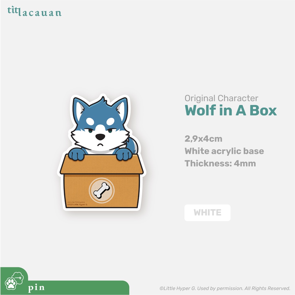 Wolf in A Box Acrylic Pin - Cute Furry Wolf Chibi Acrylic Brooch ...