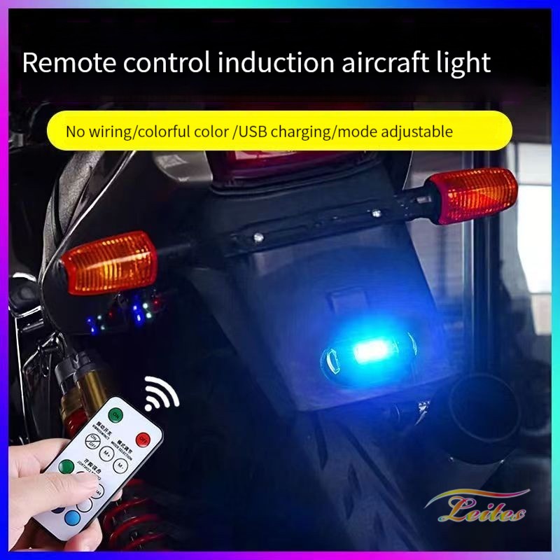 7 Color Magnetic remote control Rechargeable Flashing Aircraft Light For motorcycle Bike Tail ...