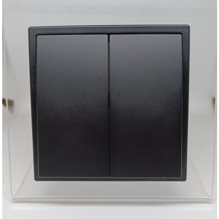 Simon I7 Black Doff Series Switch 2 Gang 1 Way Switch / Dual Switch ...