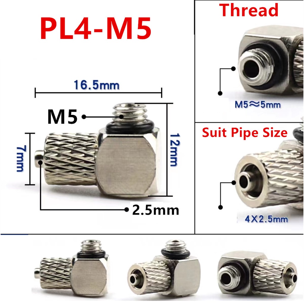 Miniature Fittings Male Thread M3 M4 M5 M6 Tube 4 6mm Pneumatic Pipe Air Hose Quick Fitting Mini ...