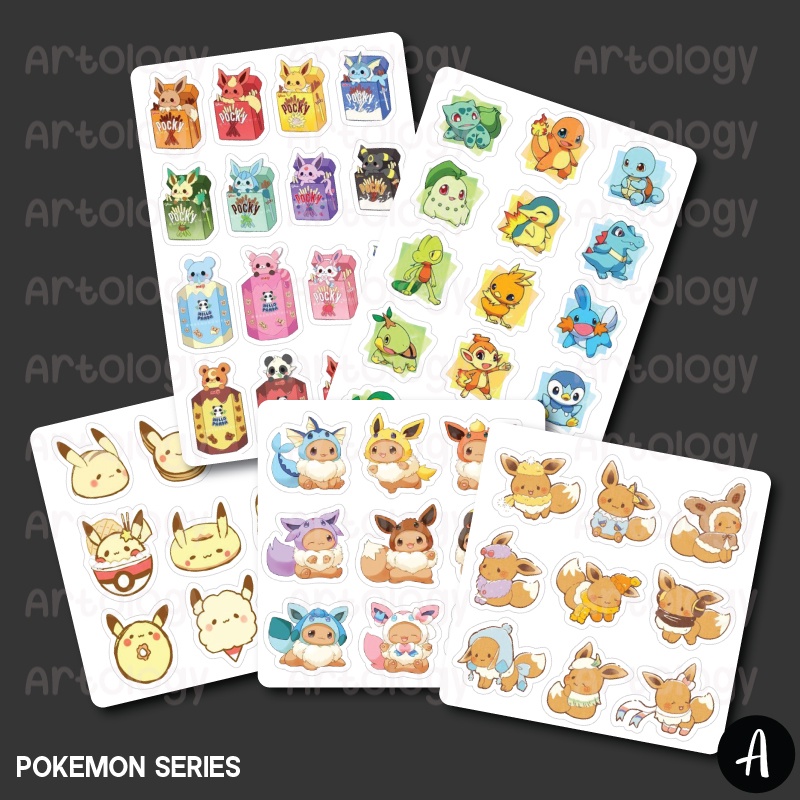 Sticker Set Cute Chibi Eevee Pokemon Sticker Planner Journal Suitcase ...