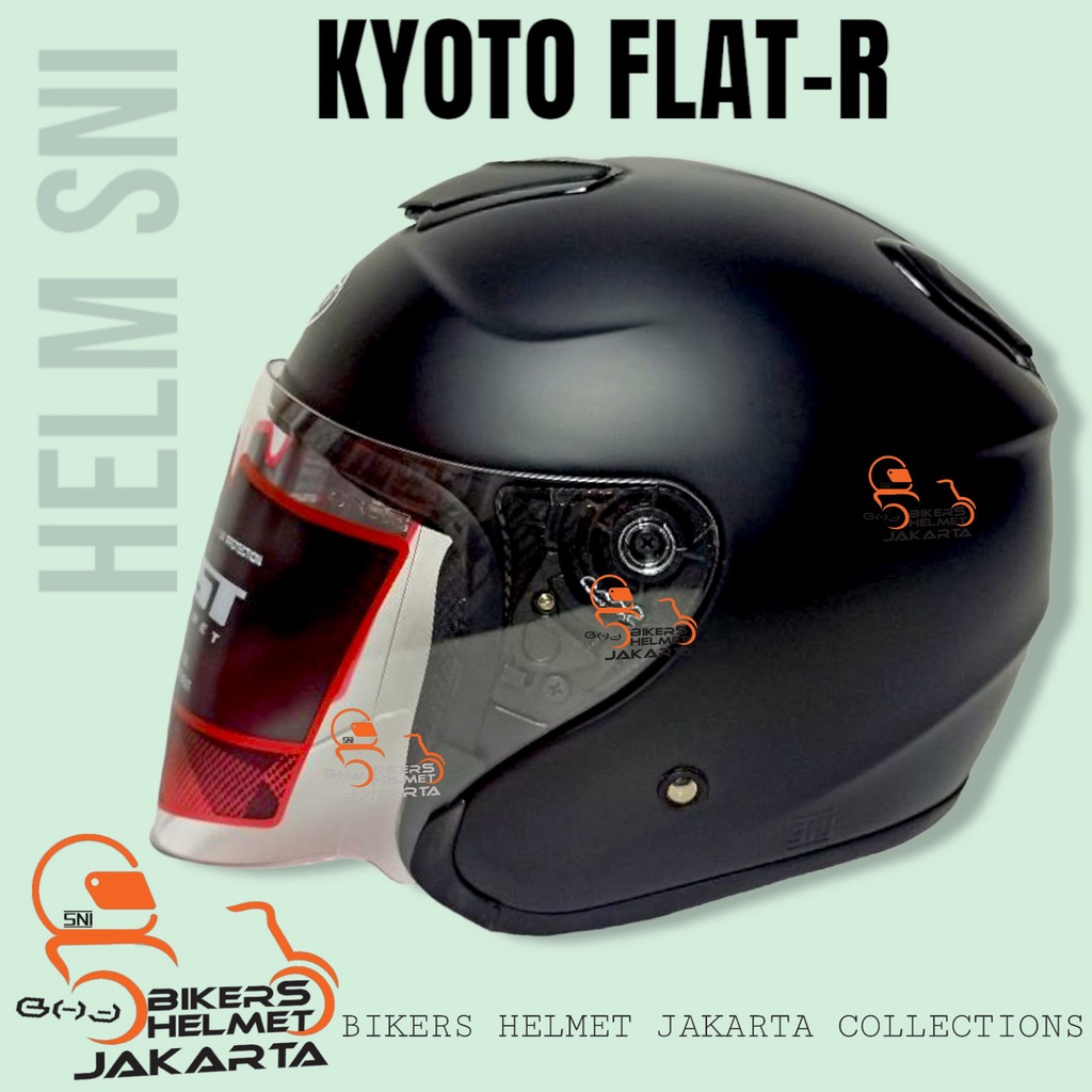 Kyoto SOLID BLACK DOFF HALF FACE SNI HELMET | Shopee Malaysia