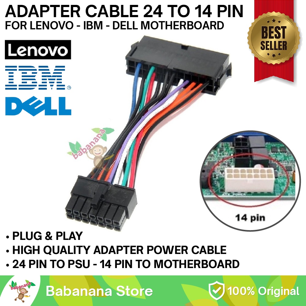 MOTHERBOARD LENOVO DELL IBM ATX 24 TO 14 PIN POWER SUPPLY PSU CONVERTER ...