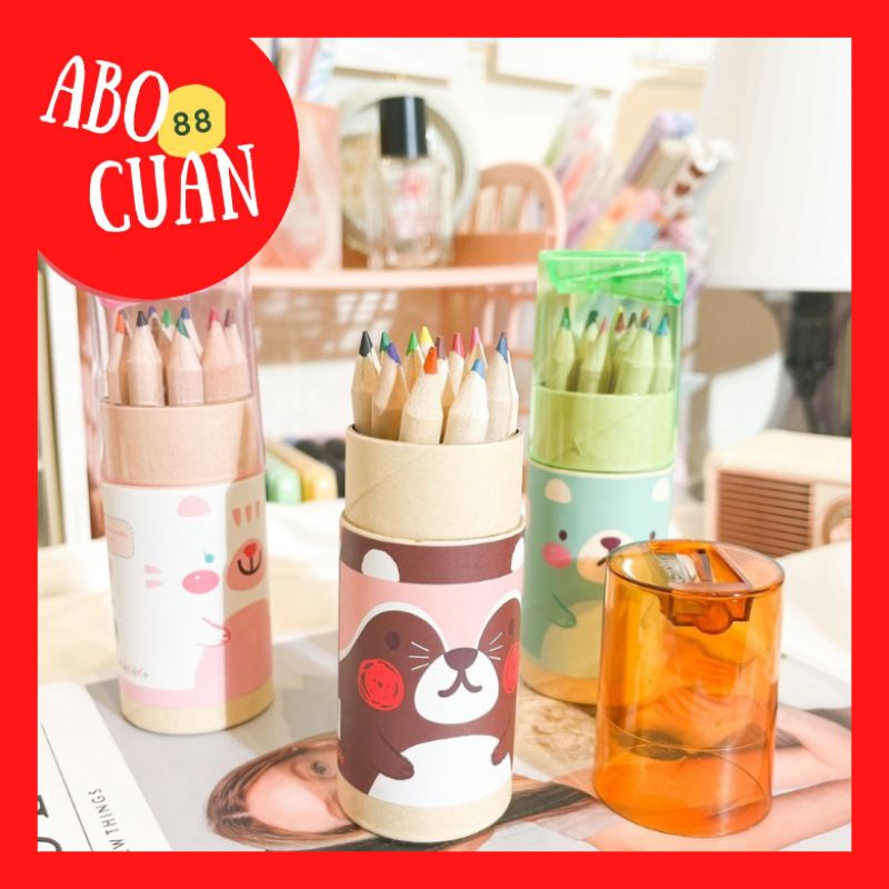 Colored Pencil Tube Color Pencil Free Sharpener 12-color Cute Color ...