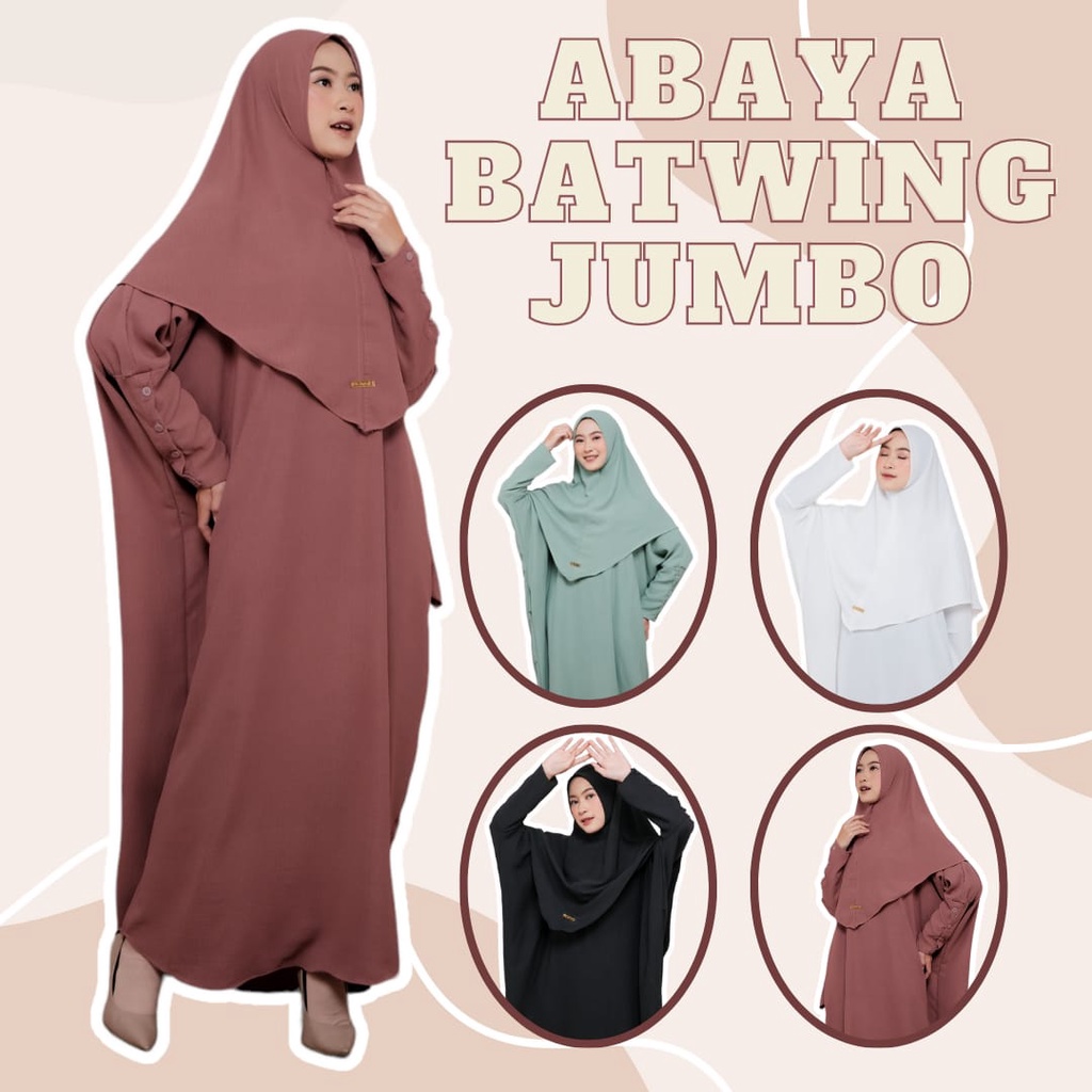 Gamis Batwing Set Hijab Abaya Bat Robe Kalong Long Dress Jumbo Big size ...