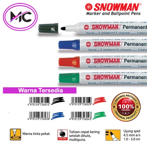 MERAH HITAM Large Permanent Snowman Marker Black Red Blue Sepidol ...