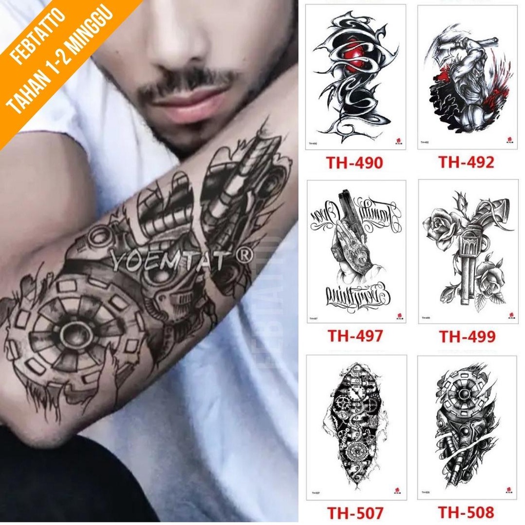 MESIN Temporary Tattoos Size 21cm x 15cm Tribal Motif Machine TH 508 ...