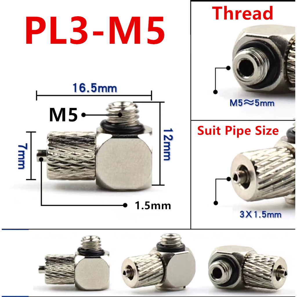 Miniature Fittings Male Thread M3 M4 M5 M6 Tube 4 6mm Pneumatic Pipe Air Hose Quick Fitting Mini ...