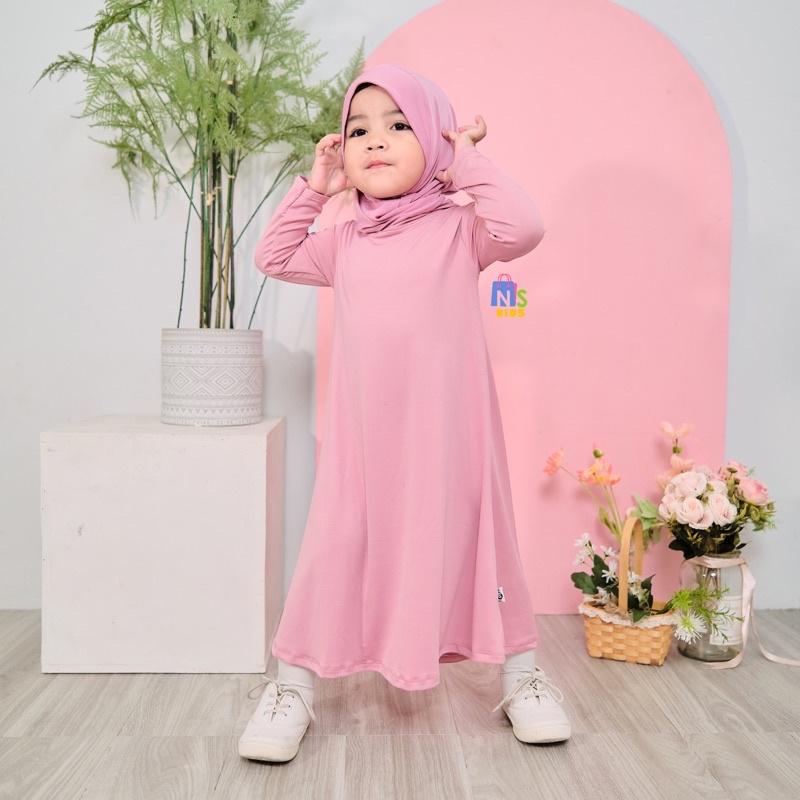 Inner Dress Long Sleeve Girls 1-9th (Milea)/Gamis Anak Polos Jersey ...
