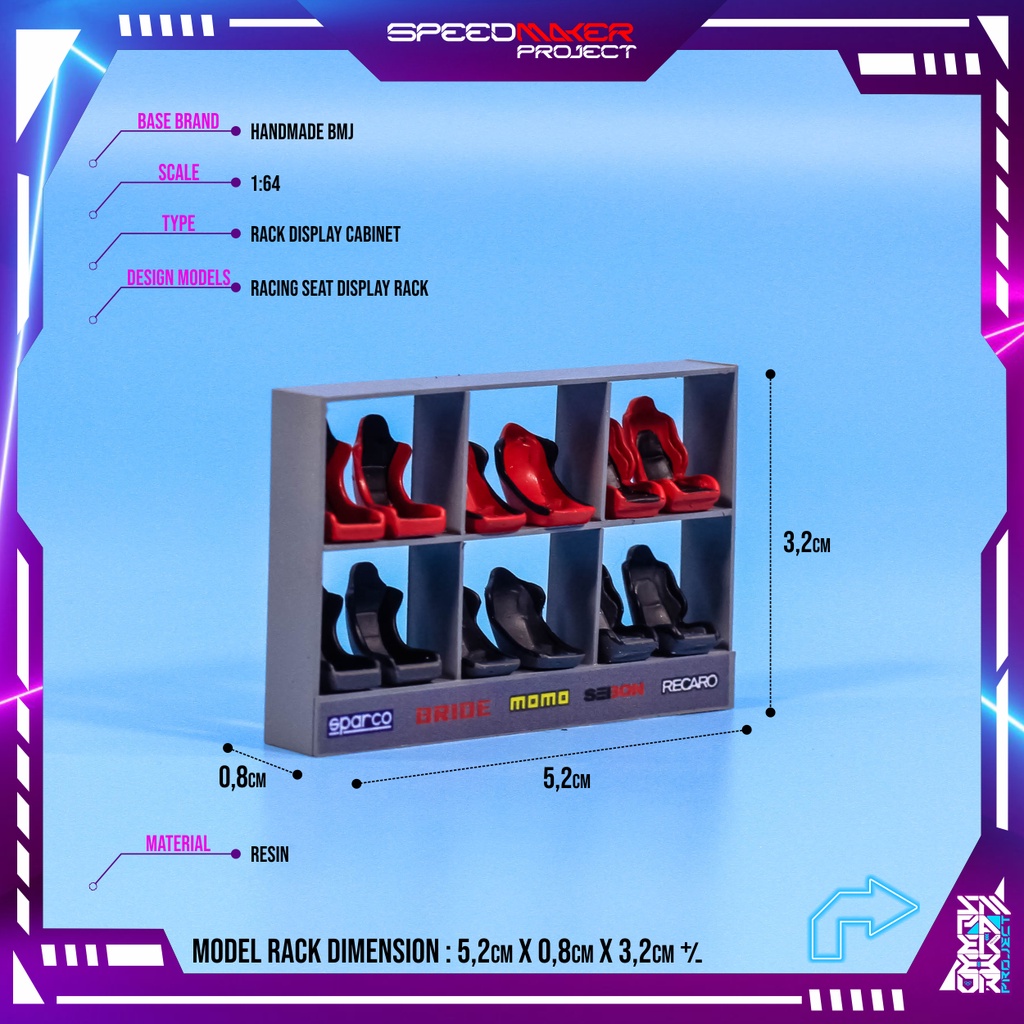 Racing Seat Display Rack Cabinet Accesories Miniature Diorama Shelf ...