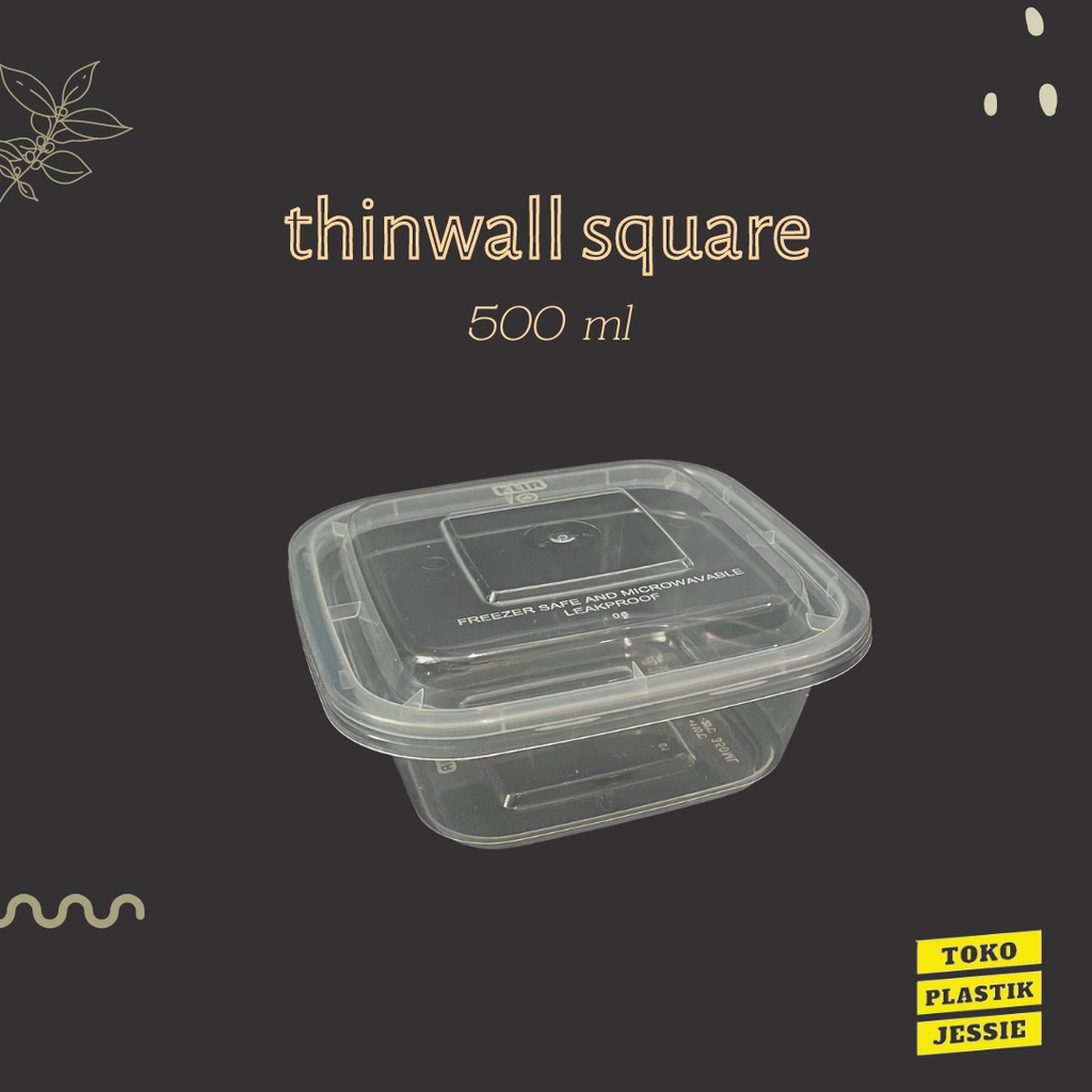 Thinwall square 500 ml contains 25 pcs (dessert box / fruit salad ...