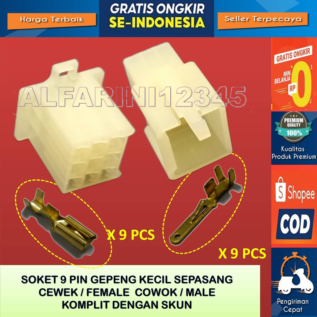 Small 9 pin CABLE CONNECTOR SOCKET Male Female CAR MOTORCYCLE + Skun ...