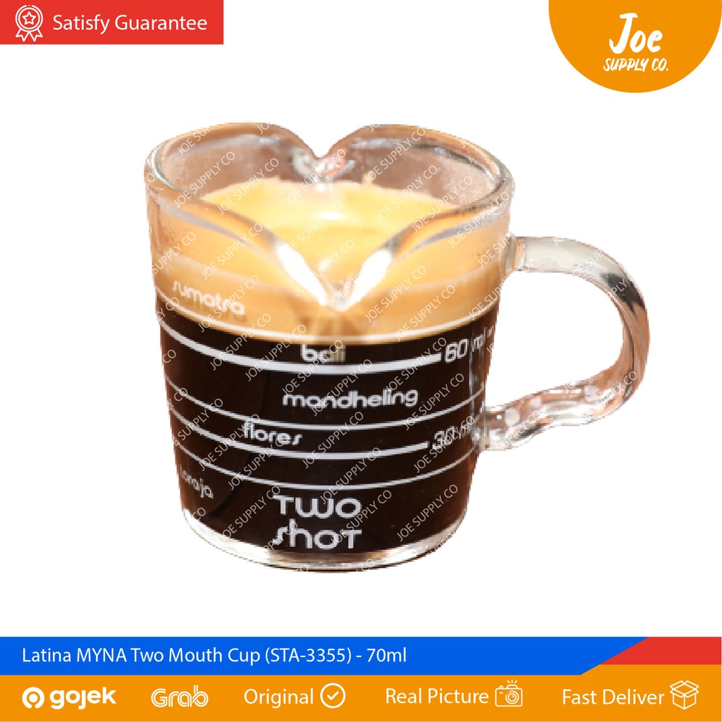 Latina MYNA Double Mouth Two Shot Glass Cup Espresso Coffee Origin ...