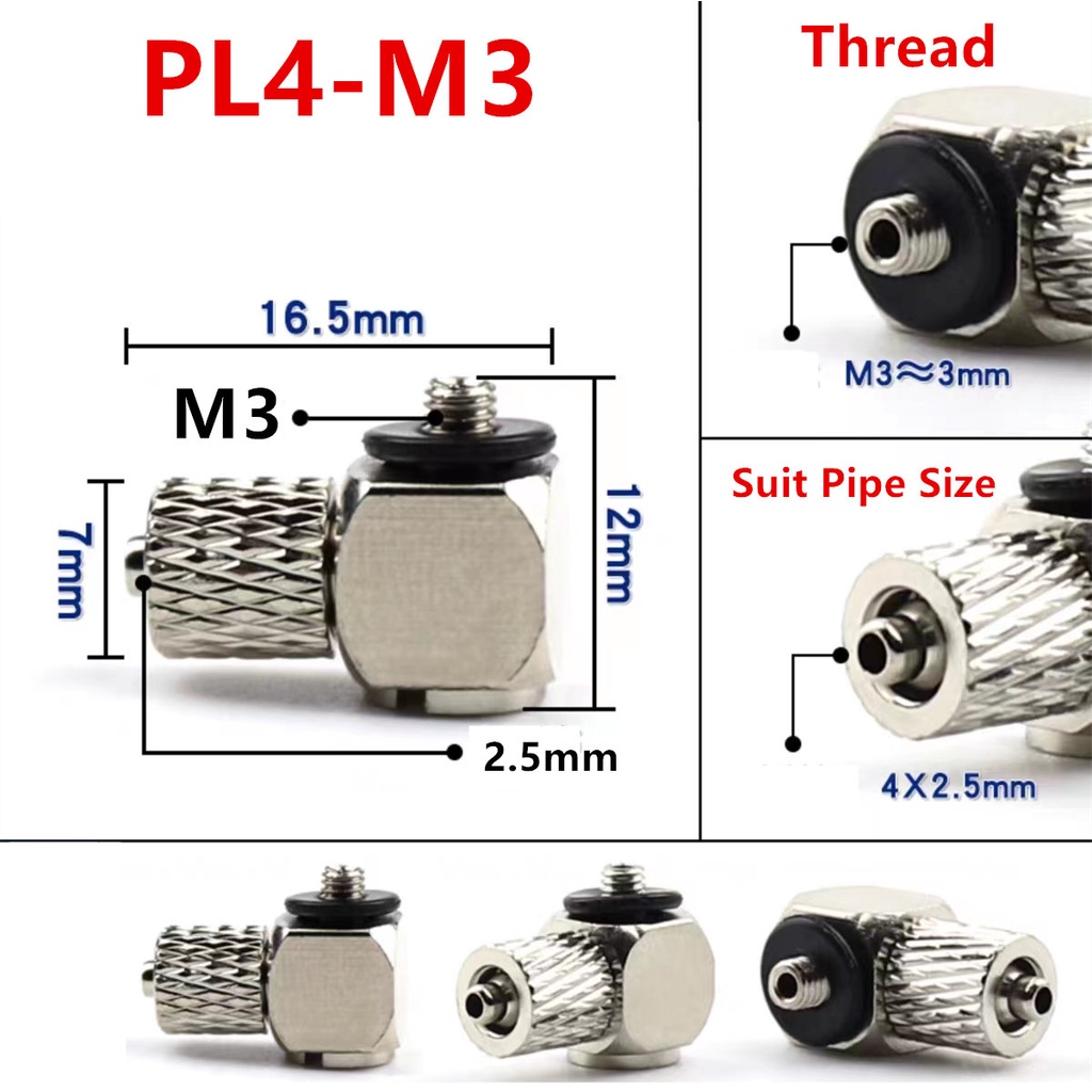 Miniature Fittings Male Thread M3 M4 M5 M6 Tube 4 6mm Pneumatic Pipe Air Hose Quick Fitting Mini ...