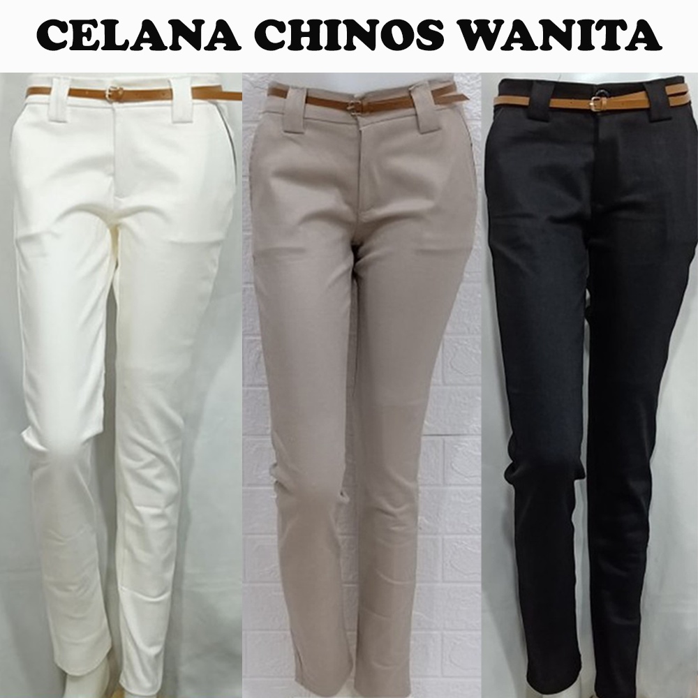 PUTIH KATUN HITAM Women's Long Chino Pants, Clana Chinos Girls M - 5L ...