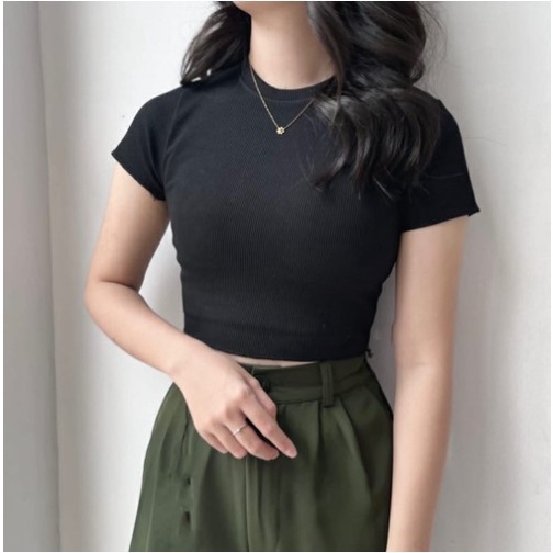 Iseven p BASIC CROP TOP | Women's SLIM CROP TOP | Women's Plain CROP T ...