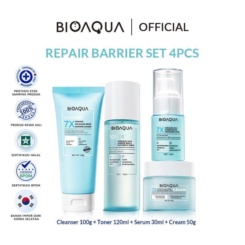 Bioaqua 7X Ceramide Skin Barrier Repair Cleanser Toner Serum 7X ...