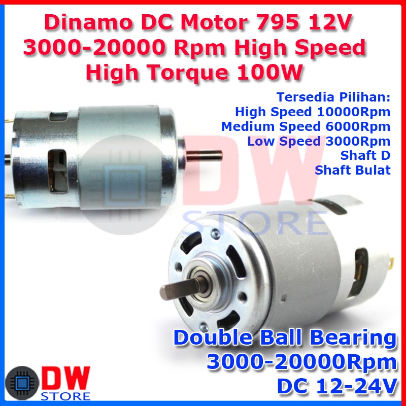 Dc Motor Dynamo 795 12V 10000 Rpm High Speed High Torque 100W | Shopee ...