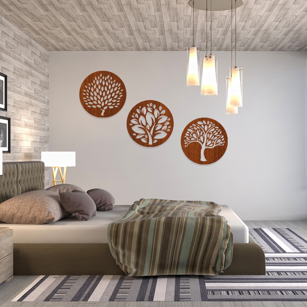 KAYU HIASAN DINDING Wall Hanging 40cm wall decor Bohemian Leaf Painting ...