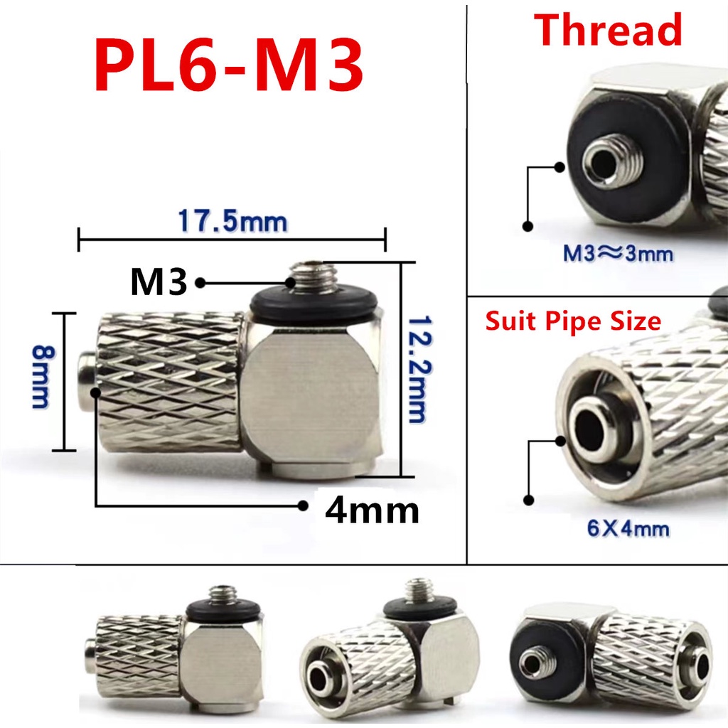 Miniature Fittings Male Thread M3 M4 M5 M6 Tube 4 6mm Pneumatic Pipe Air Hose Quick Fitting Mini ...