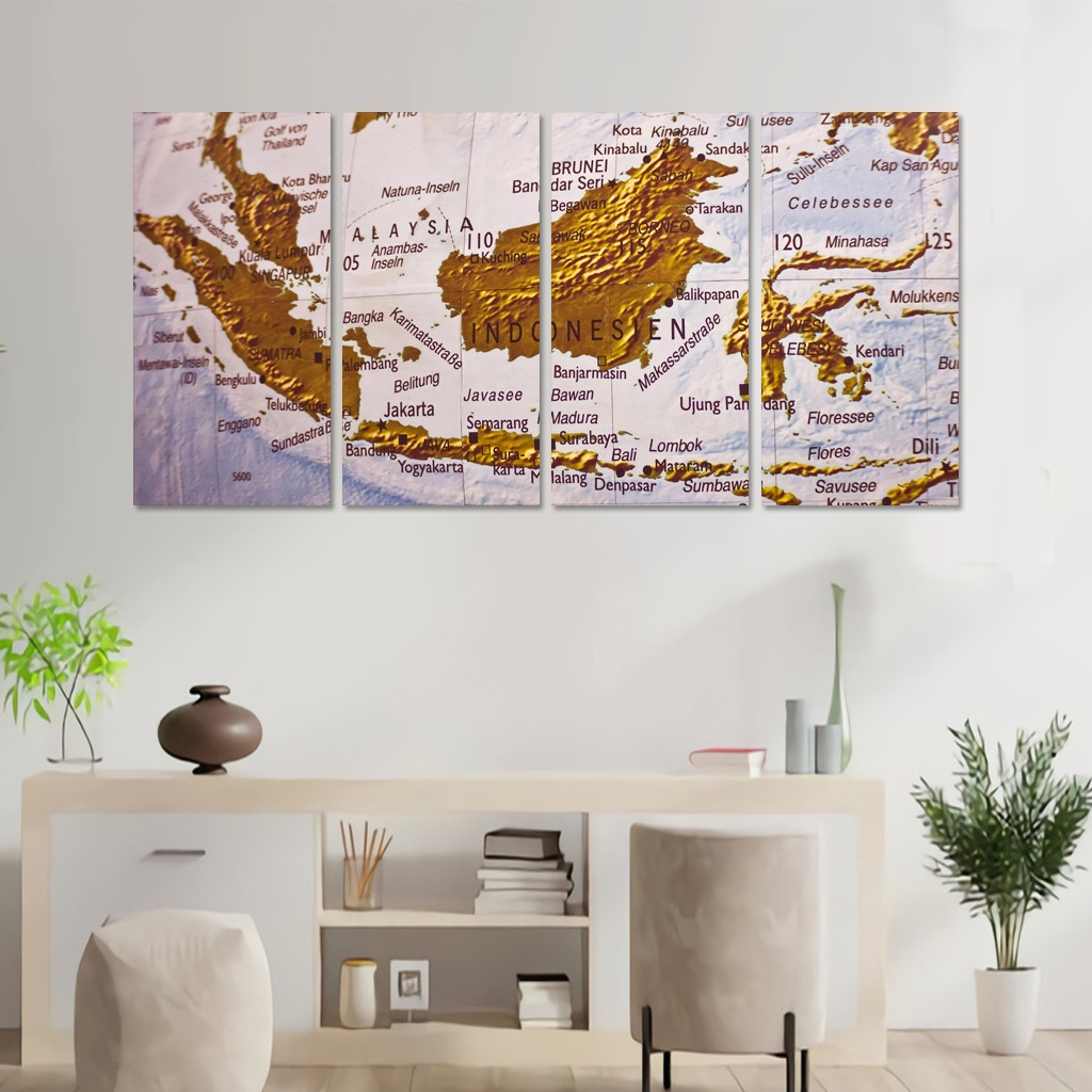 HIASAN DINDING Karissut Wall Decoration Map Of indonesia 30x60 cm gold ...
