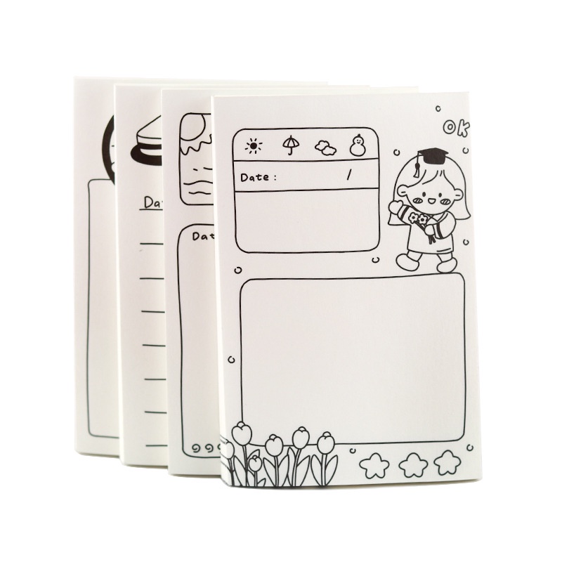 A set of 50 super cute basic black and white reminder notes BAG U ...