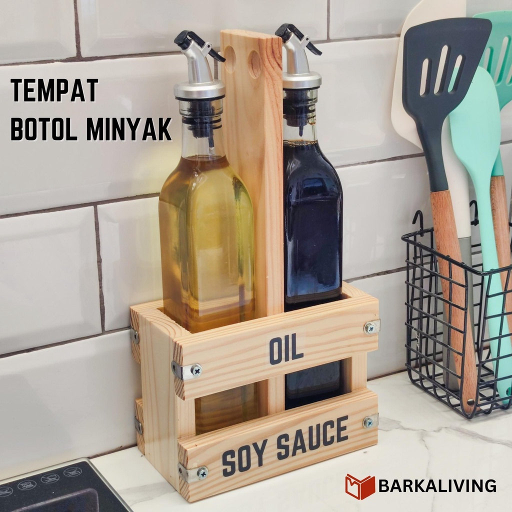 KAYU Wooden Bottle Holder Oil Bottle Holder Rack | Shopee Malaysia