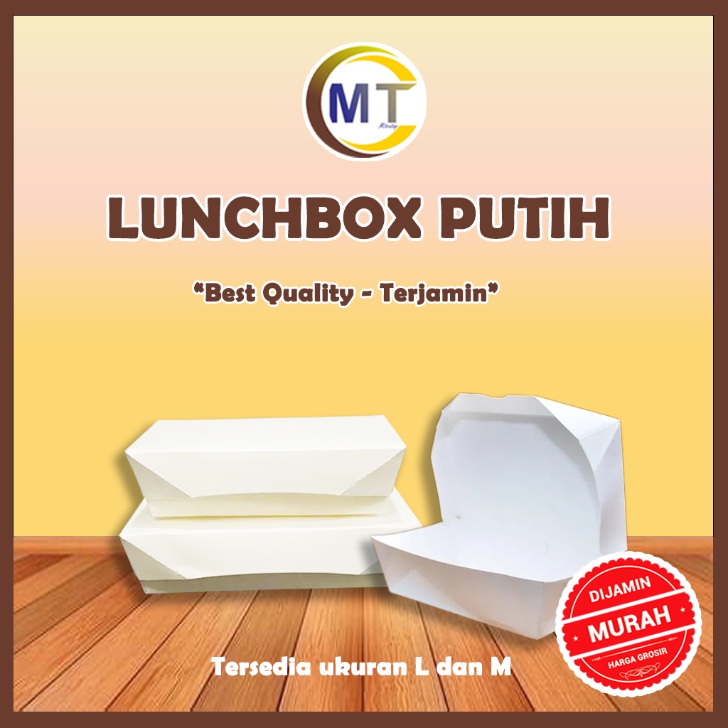 PUTIH Lunch box White Lunchbox Size M And Size L Food Lunchbox Paper ...