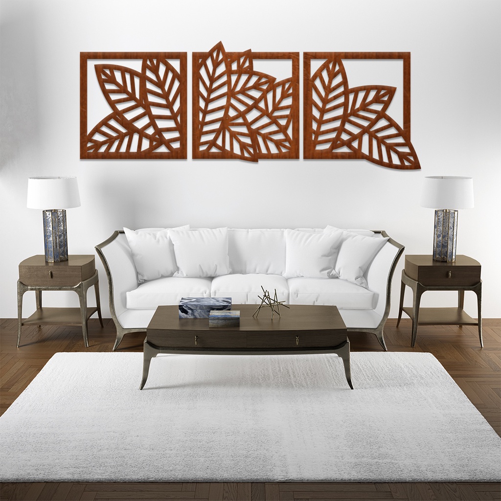 HIASAN DINDING KAYU Wall DECORATION SET LEAVE ROOM HOME DECORATION ...