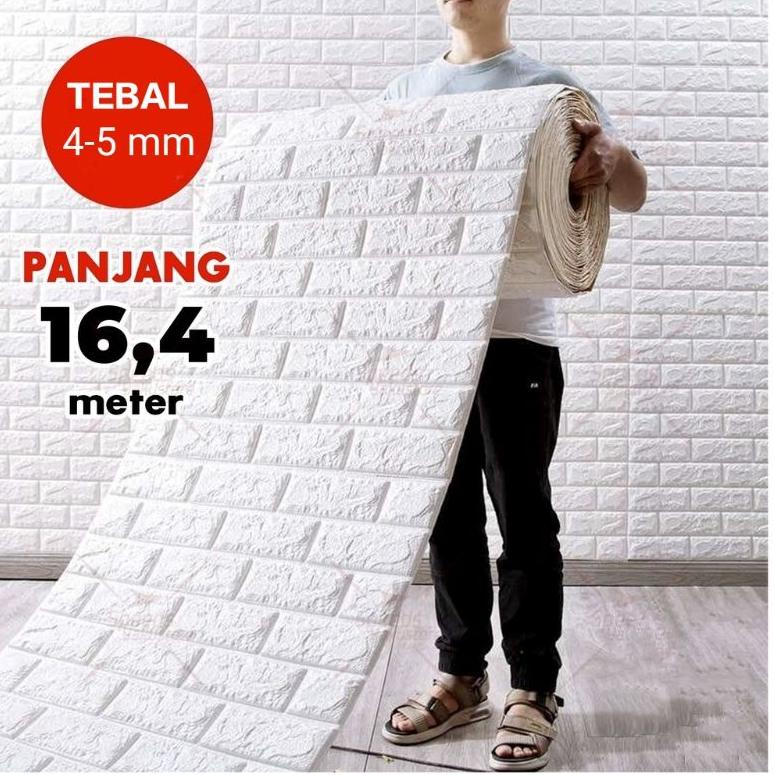 PUTIH !!! Roll 3D white brick wall wallpaper, high quality pe foam ...