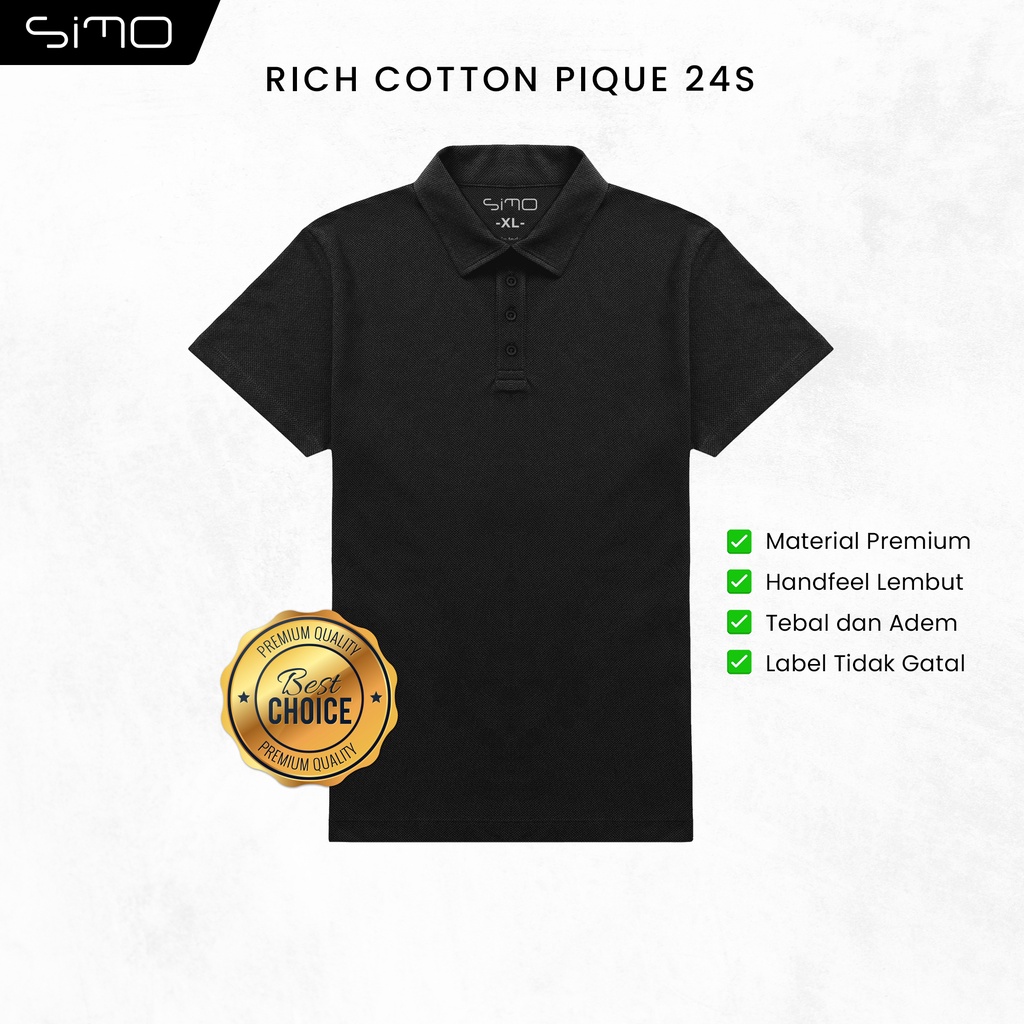 Simo Polo Shirt Premium Rich Cotton Pique 24s Regular Size Black ...