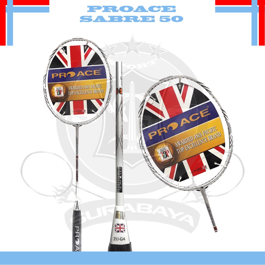 Badminton Racket Original Pro Ace Sabre 50 Complete Bonus | Shopee Malaysia