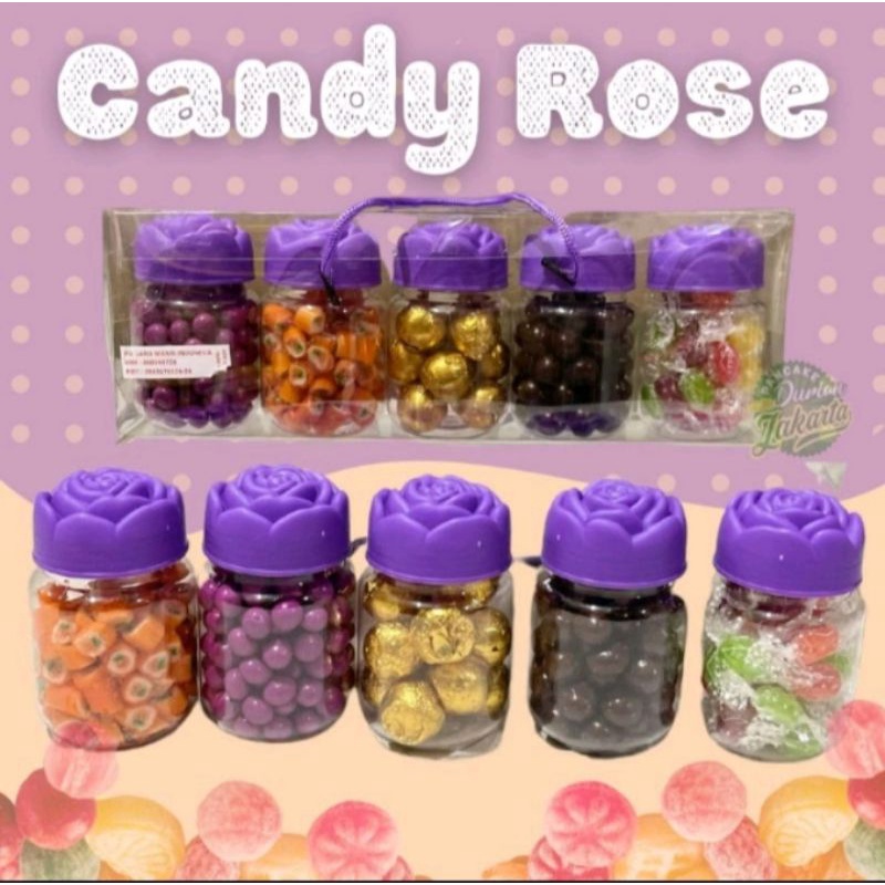 Candy Rose Mika Contains 5 Jars With Flower Lids | Shopee Malaysia