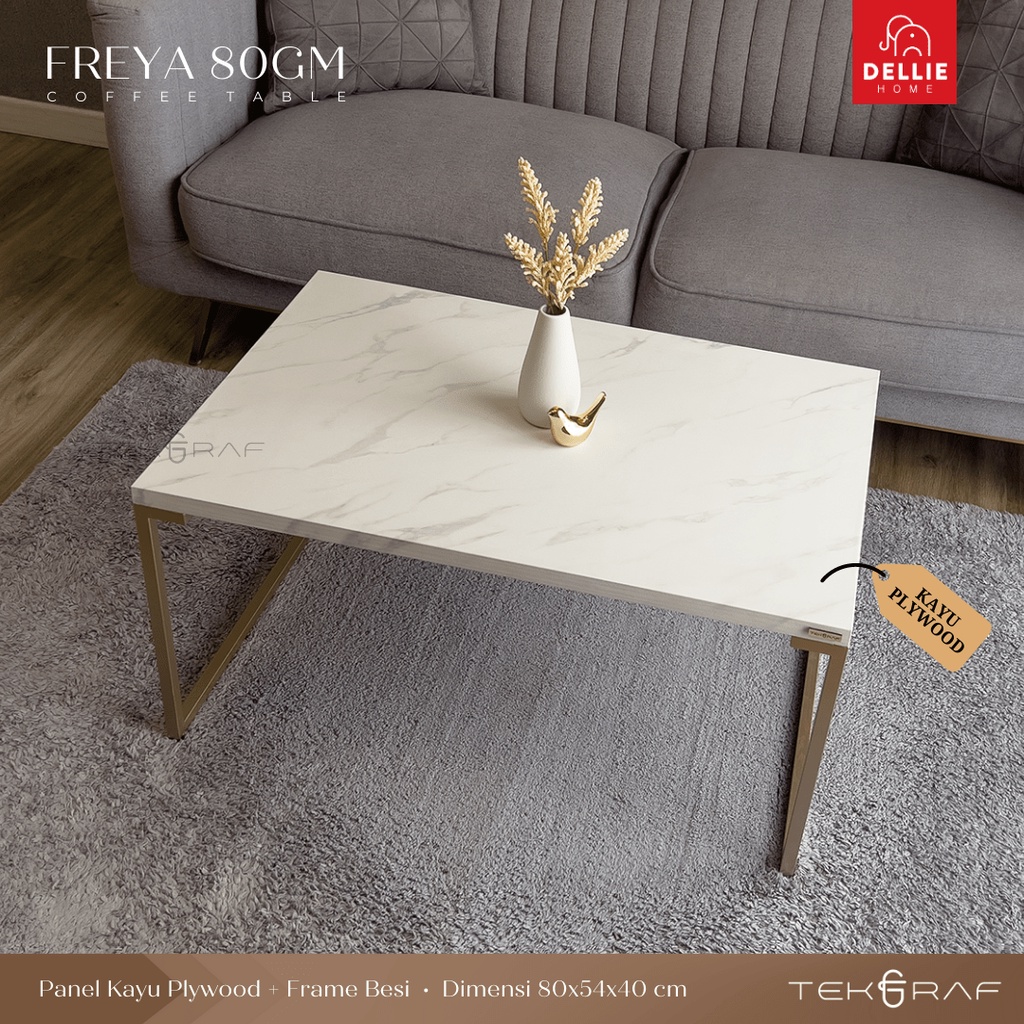 KAYU Tekgraf Freya 80 GM Guest Table Marble Coffee Table Wood Iron Legs ...