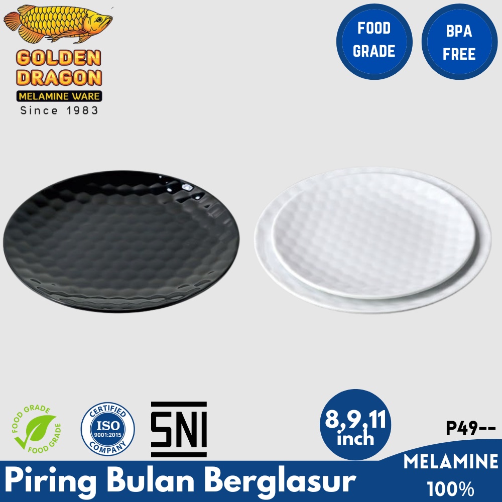 Horeka Premium Melamine Moon Plate Golden Dragon Melamine Dinner Plate ...